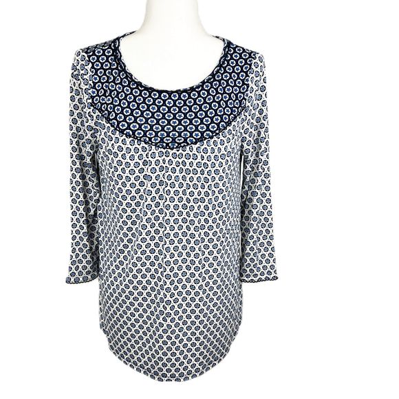 Boden | Tops | Boden Blouse Women 8 Blue Stars Graphic Natasha Jersey ...